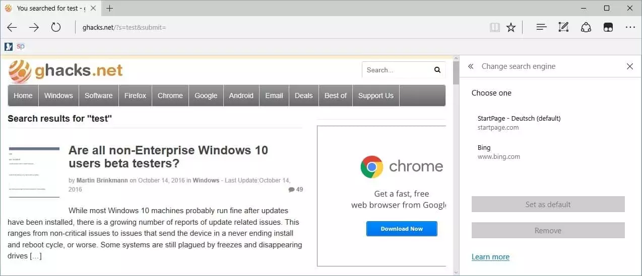 công cụ tìm kiếm microsoft edge