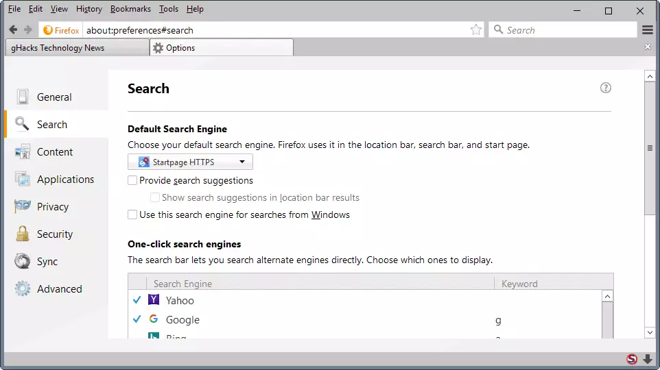 Firefox search