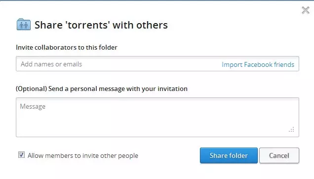 dropbox segítségével a tagok meghívhatnak másokat
