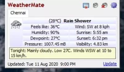 WeatherMate Desktop nga bintana