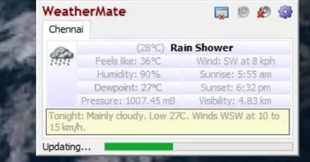 WeatherMate Desktop nga bintana. manual update