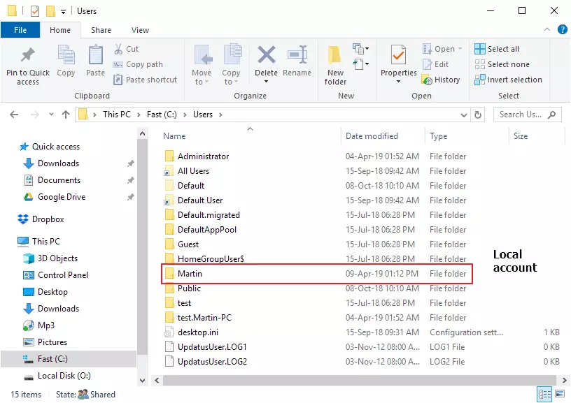 windows 10 user folder nga ngalan