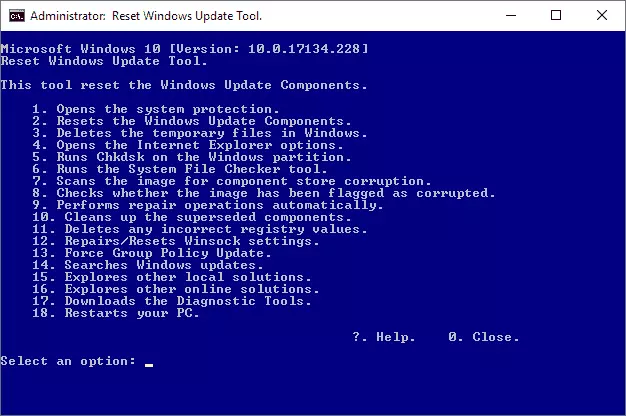 i-reset ang windows update agent script