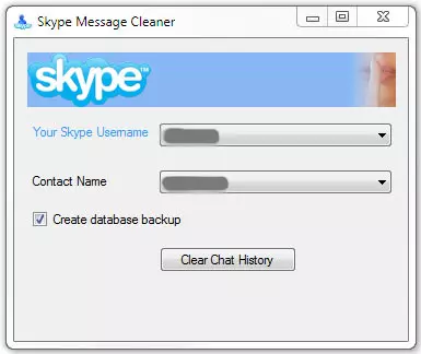 Ачысціць гісторыю чатаў аднаго кантакту ў Skype
