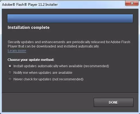 تحديثات تلقائية لبرنامج Adobe Flash player