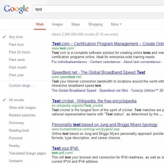 google search sidebar