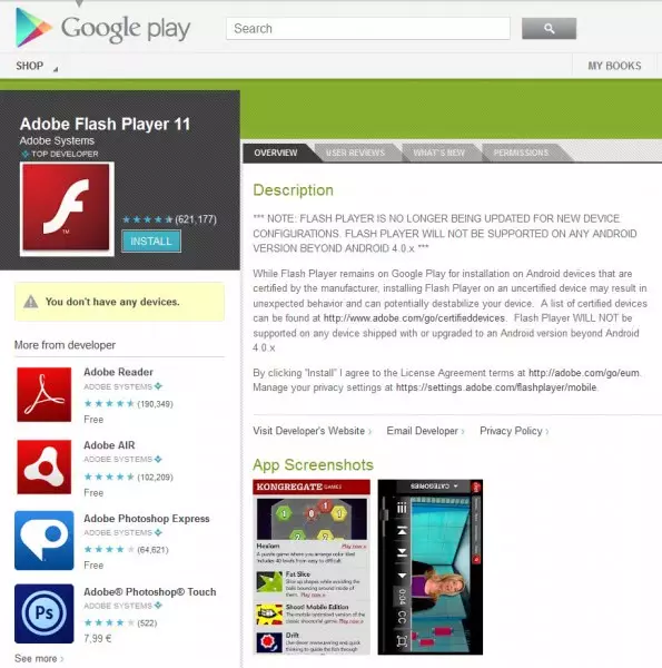 Adobe Flash Player voor Android