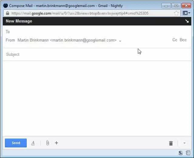 formulario de redacción grande de gmail