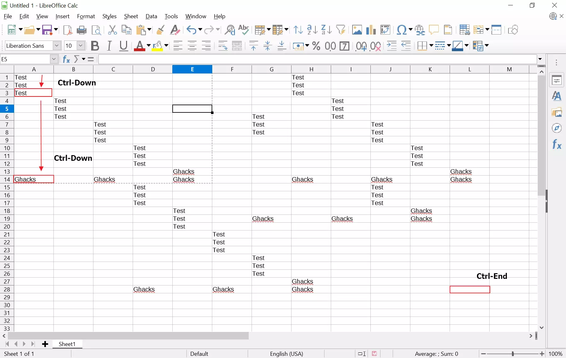 សៀវភៅបញ្ជី Excel លោតទៅជួរចុងក្រោយជាមួយទិន្នន័យ