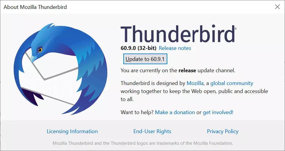 Thunderbird 60.9.1