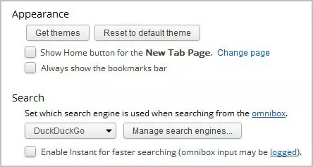 motorul de căutare implicit Chrome