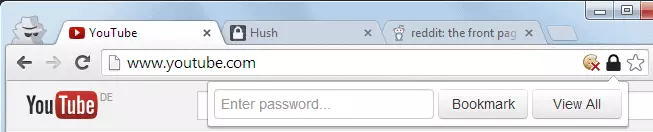 Hush pievieno aizsargātas grāmatzīmes Chrome inkognito režīmam