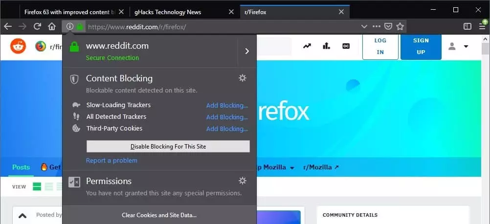 firefox məzmununun bloklanması