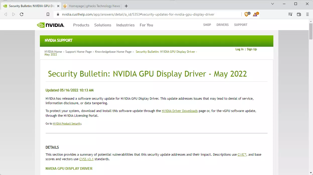 actualización de seguridad de nvidia kepler