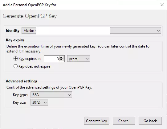 створити ключ openpgp
