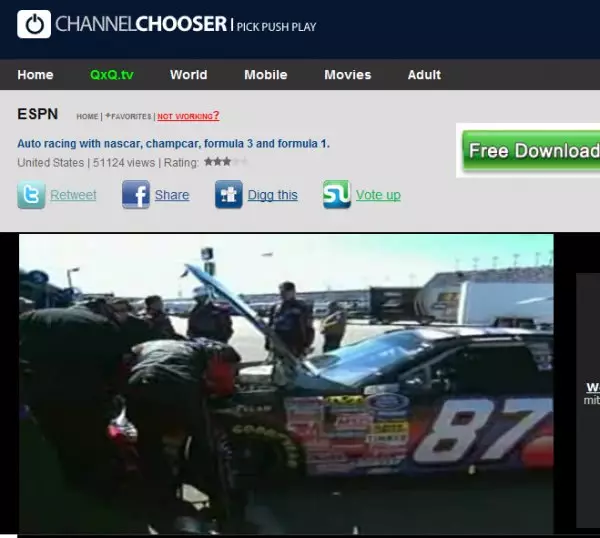 canal selecter espn nascar