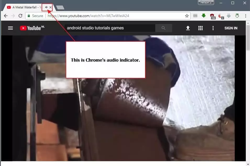 chrome audio indicator
