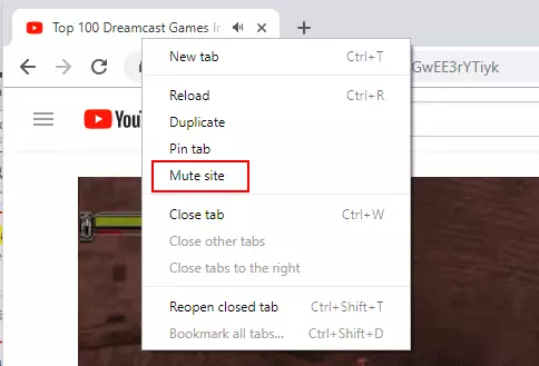 mute sa chrome sa site