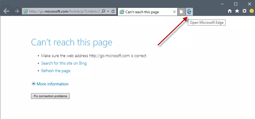 verstoppen Microsoft Edge Button Internet Explorer