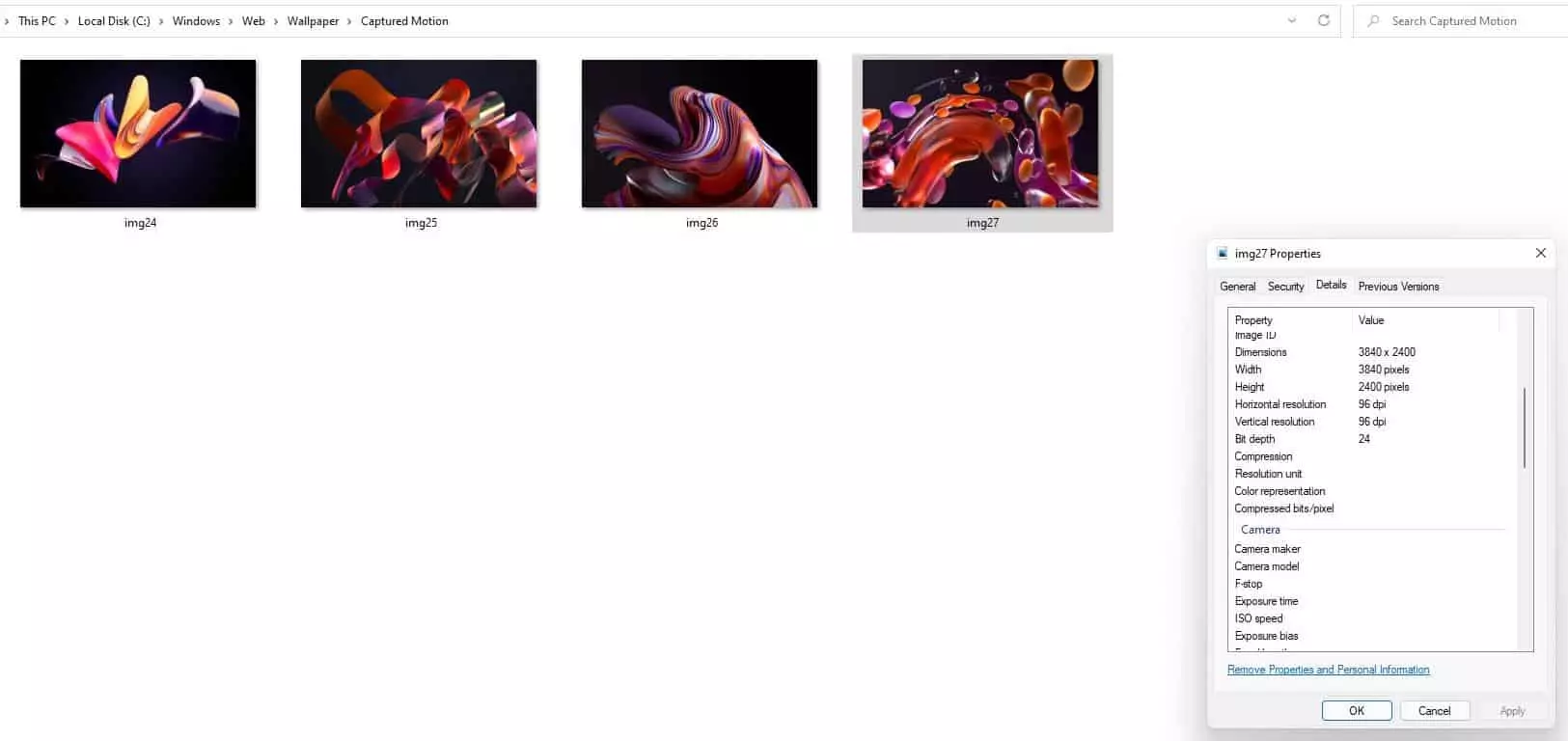Windows 11 wallpapers - captured motion folder