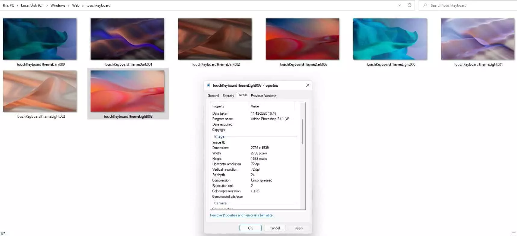 Windows 11 wallpapers - folder touchkeyboard