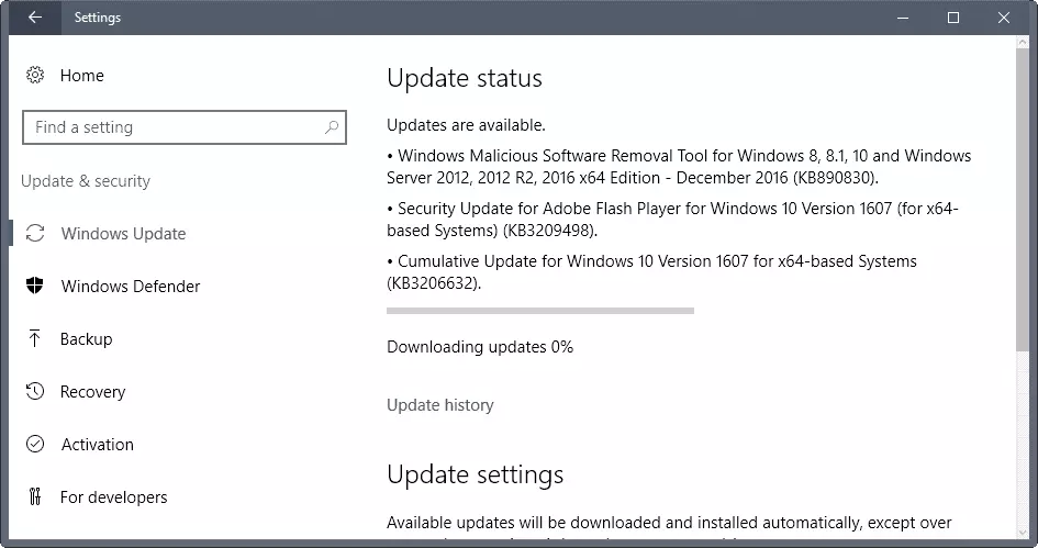 windows updates December 2016