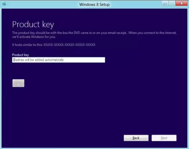 çelësi i produktit të Windows 8