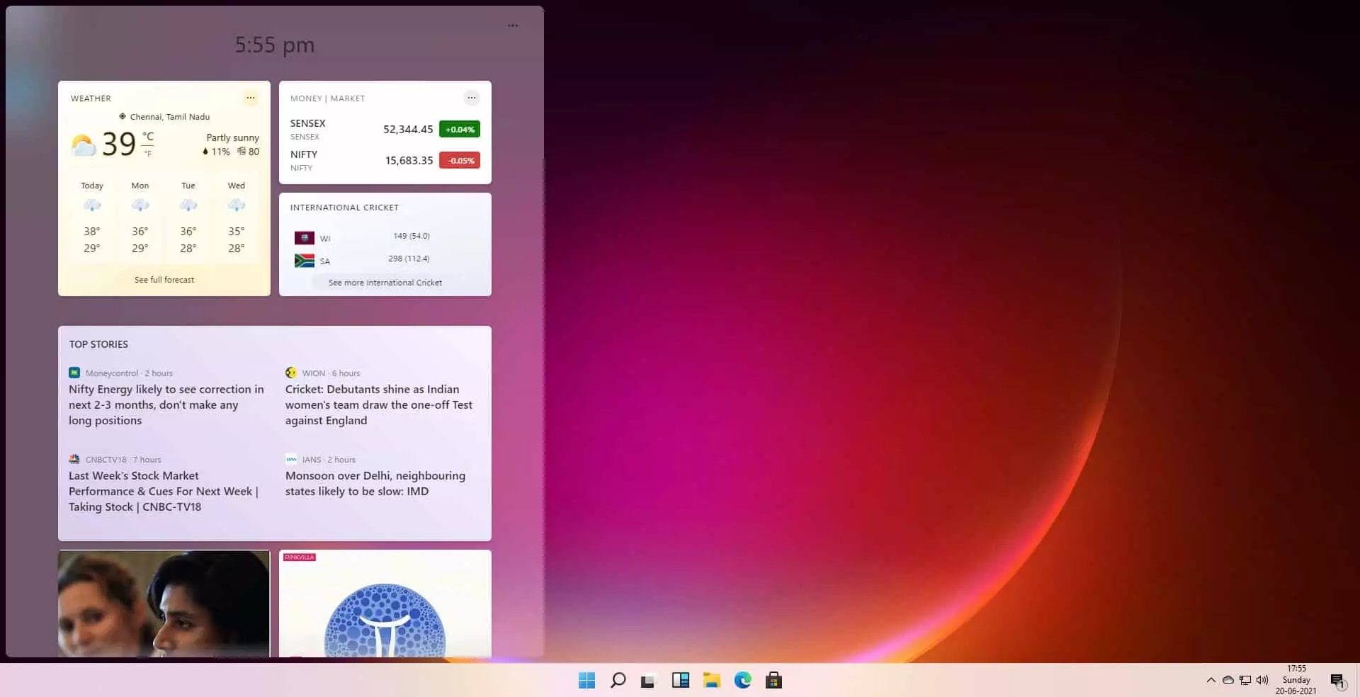 Panel Widgety Windows 11