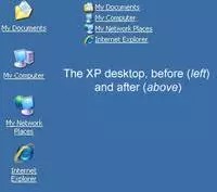 desktop xp me ikona të mëdha dhe të vogla