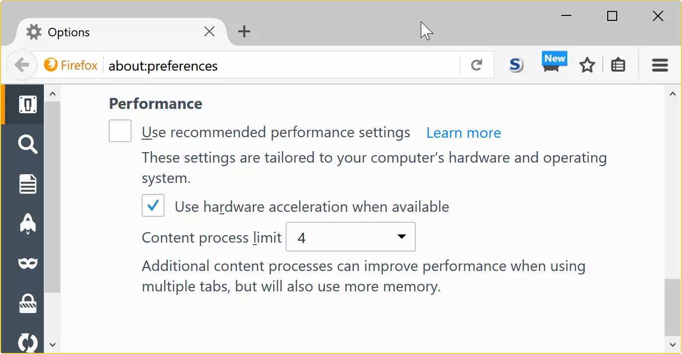 mîhengên performansa firefox