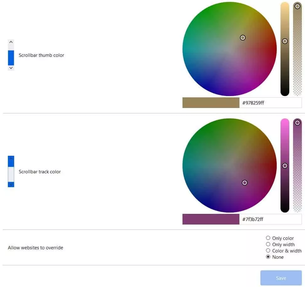 Custom Scrollbars jistabbilixxu kulur personalizzat