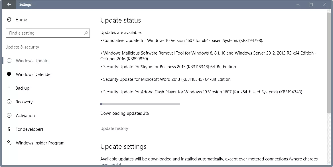 Microsoft sikkerhetsoppdateringer oktober 2016