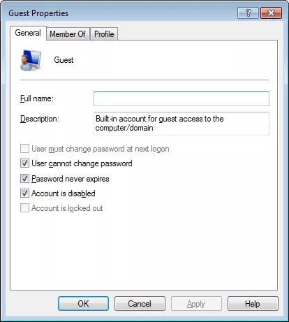 kashe windows7 baƙo account