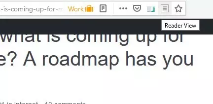 Extensão do Firefox do Reader View - botão da barra de endereços