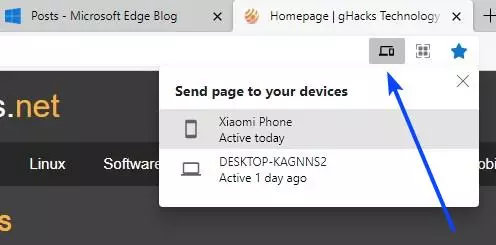 Microsoft Edge saiki ngidini sampeyan ngirim tab menyang piranti liyane