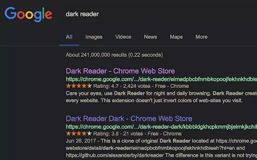 2. Pikantsary ofisialy Google Dark Reader