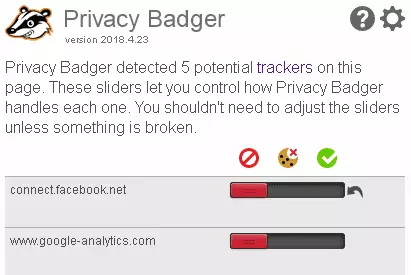 Privacy Badger-uitbreiding vir Chrome