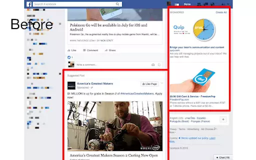 Ad Blocker fir Facebook Extensioun fir Chrome