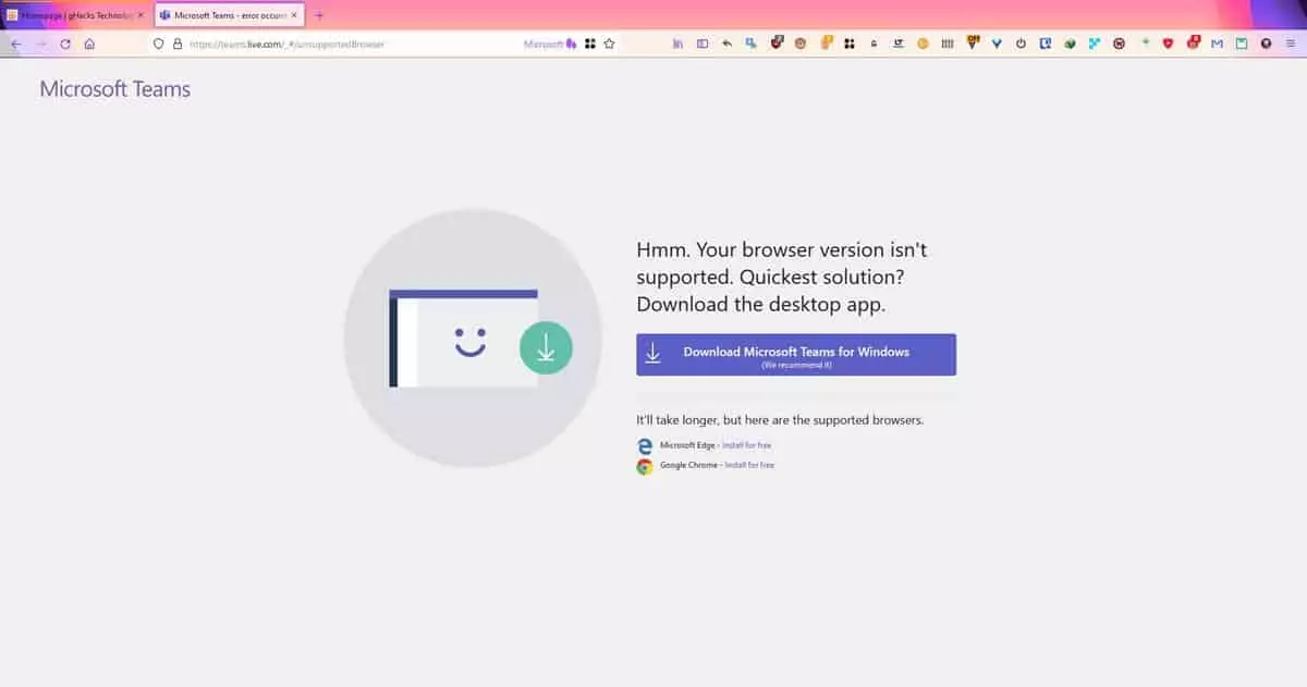 Microsoft Teams in Firefox