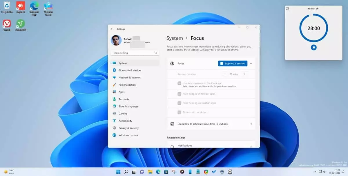 Windows 11 Insider Preview Build 22557 - Мазаламау режимі