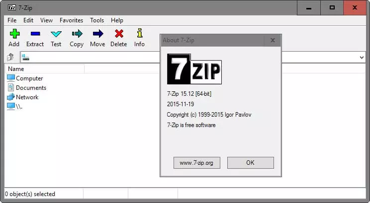 7-zip 15.12 ස්ථාවර