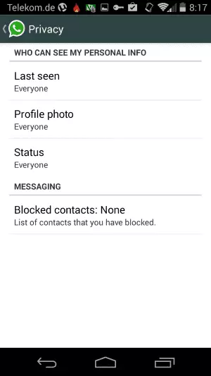 WhatsApp Privatsphär