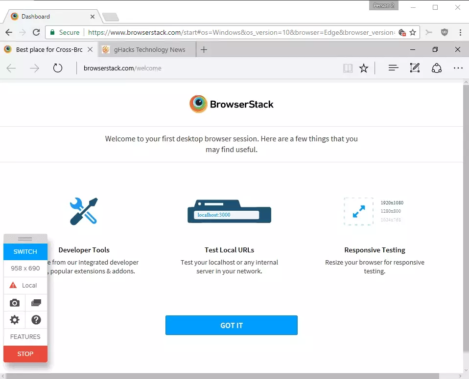 browserstack kənarı