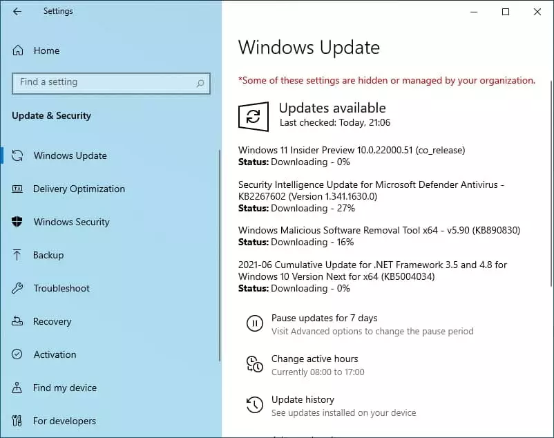 Download di Windows 11 Insider Preview