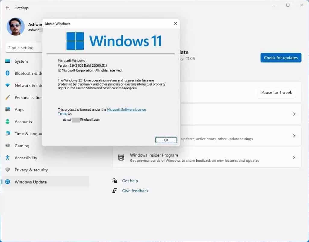 Versi resmi Pratinjau Orang Dalam Windows 11